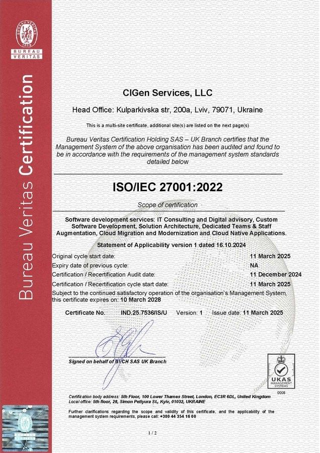 CIGen, Azure Consultancy and AI/ML Development Company, Achieves ISO ...